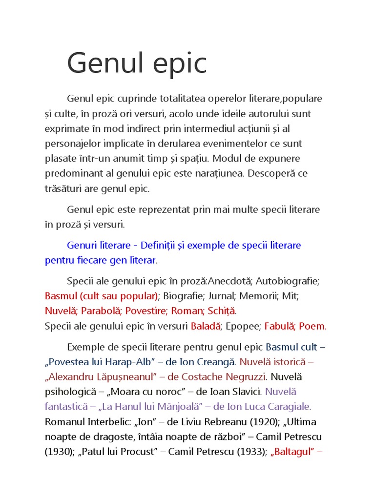 Genul Epic | PDF