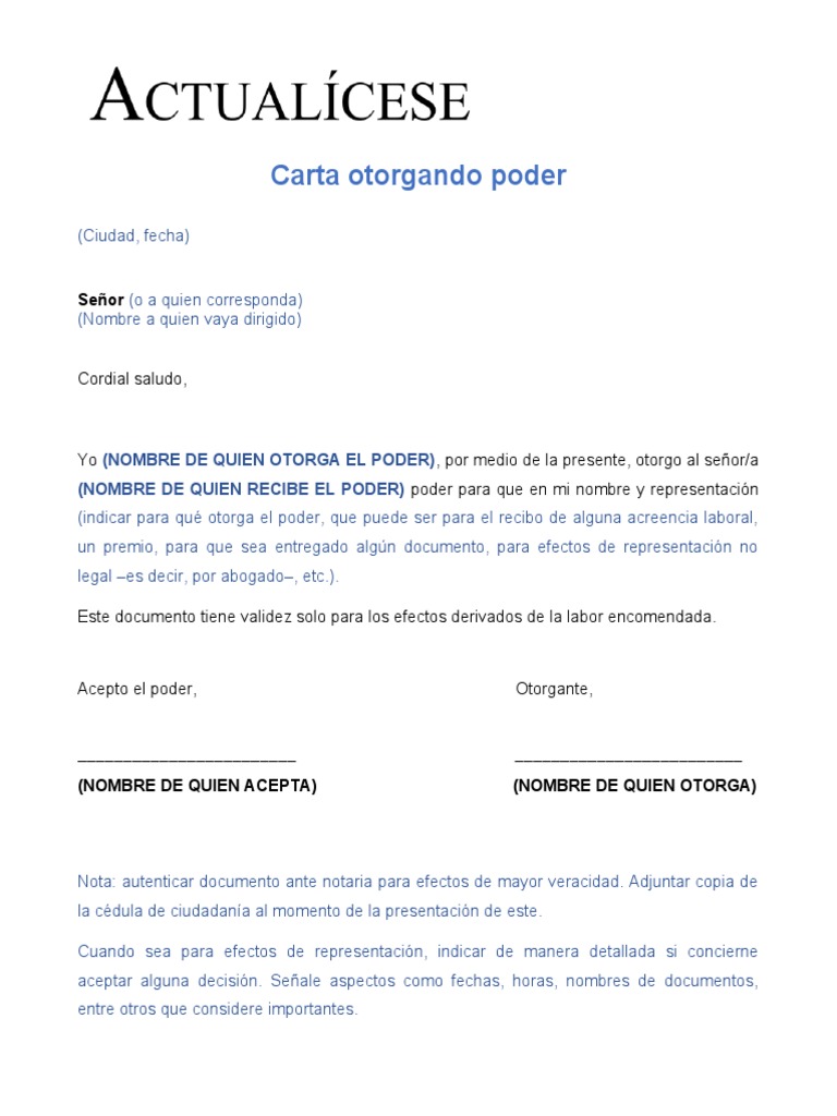 Carta Otorgando Poder | PDF