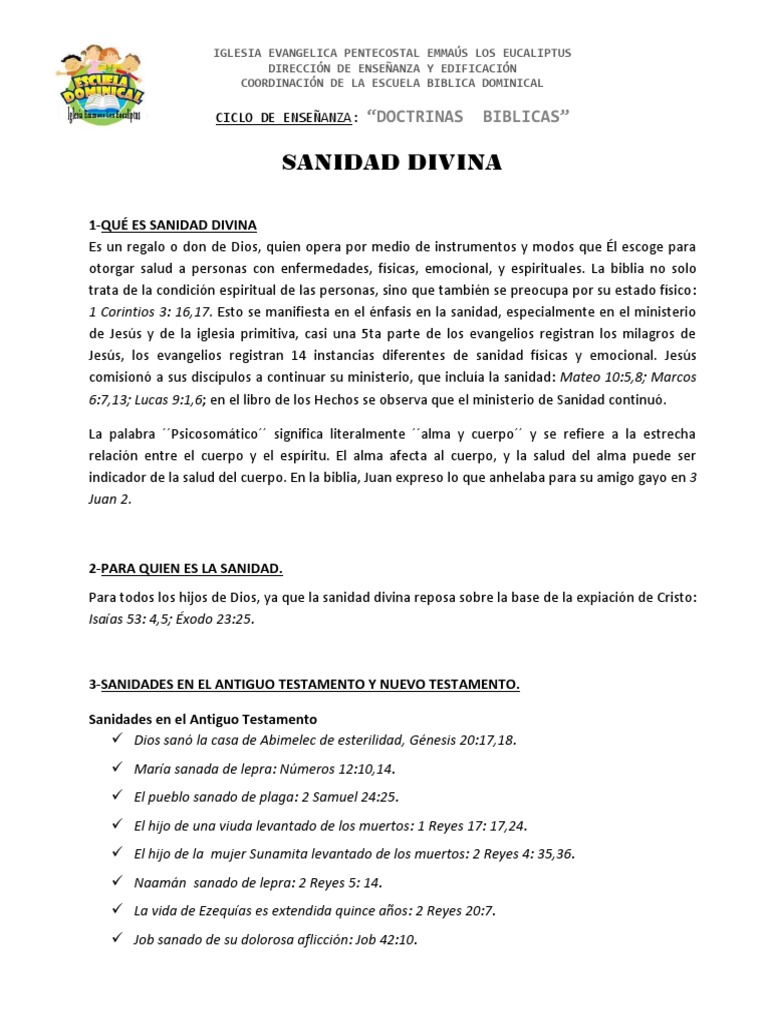 Clase de Sanidad Divina | Descargar gratis PDF | Jesús | Biblia
