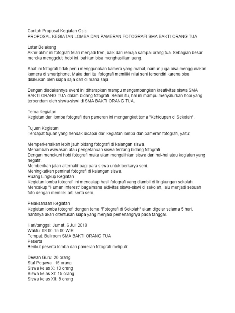Contoh Proposal Kegiatan Osis | PDF