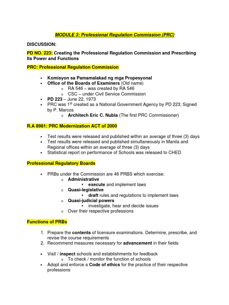 Module 3 Professional Regulation Commission Prc Pdf Justice