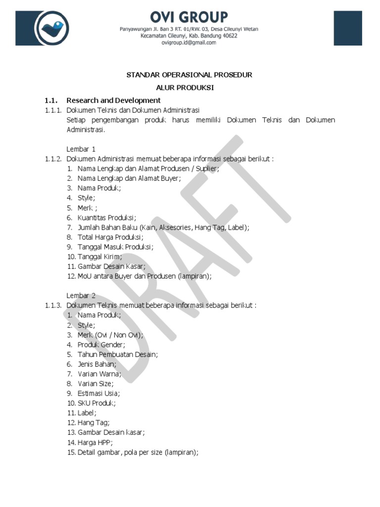 SOP Alur Produksi | PDF