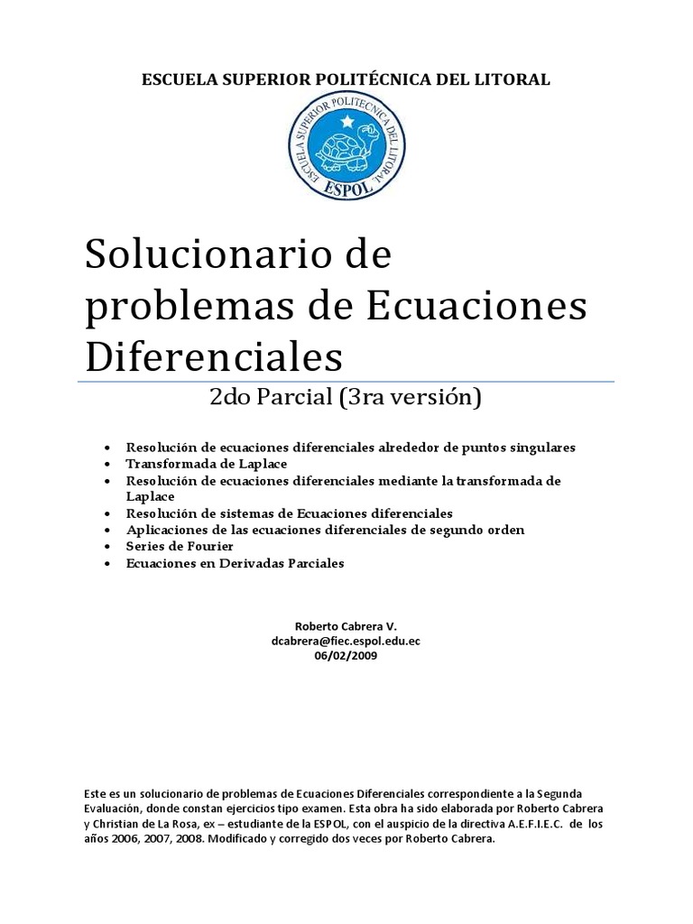 Solucionario de Problemas de Ecuaciones Diferenciales | PDF | Ecuaciones | Transformada de Laplace