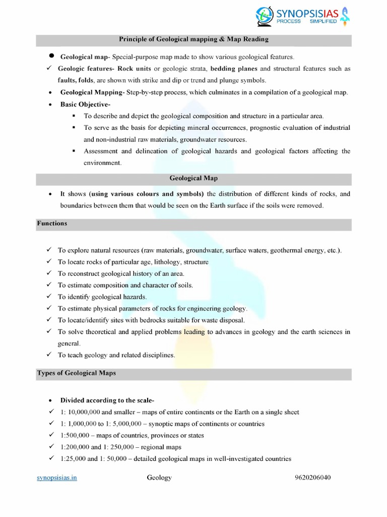 Principle of Geological mapping & map reading.. | PDF