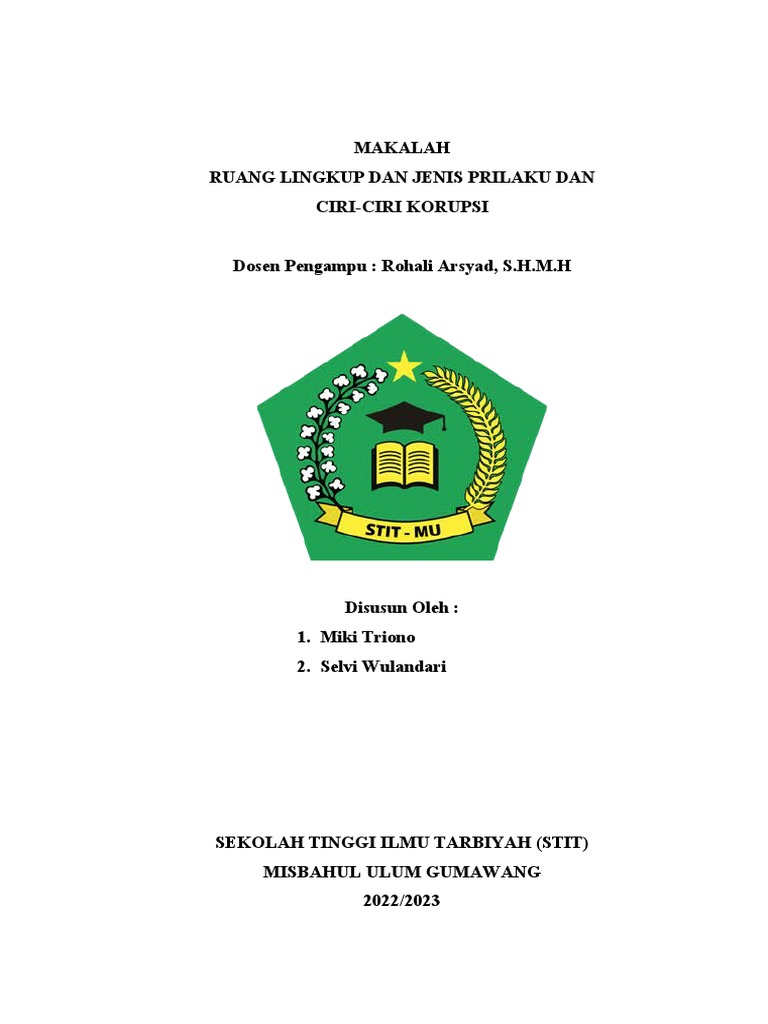 Makalah Ruang Lingkup, Jenis Prilaku Dan Ciri - Ciri Korupsi | PDF Makalah Ruang Lingkup, Jenis Prilaku Dan Ciri - Ciri Korupsi | PDF