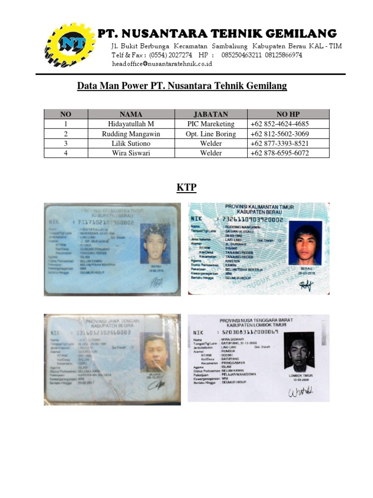 Man Power Pt. Nusantara Tehnik Gemilang | PDF
