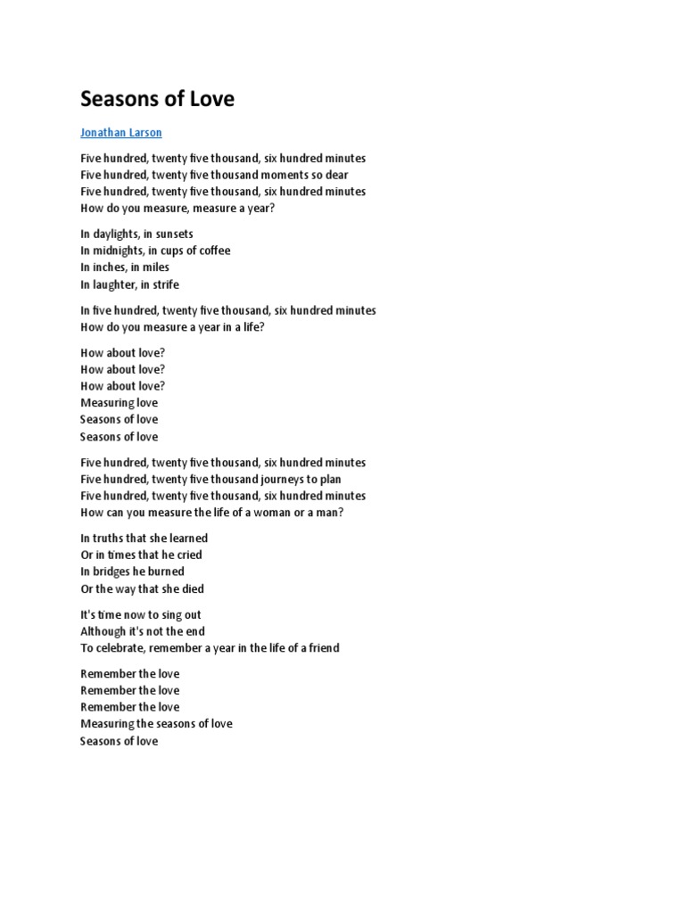 Seasons of Love Lyrics Analysis | PDF | Foreign Language Studies | Art