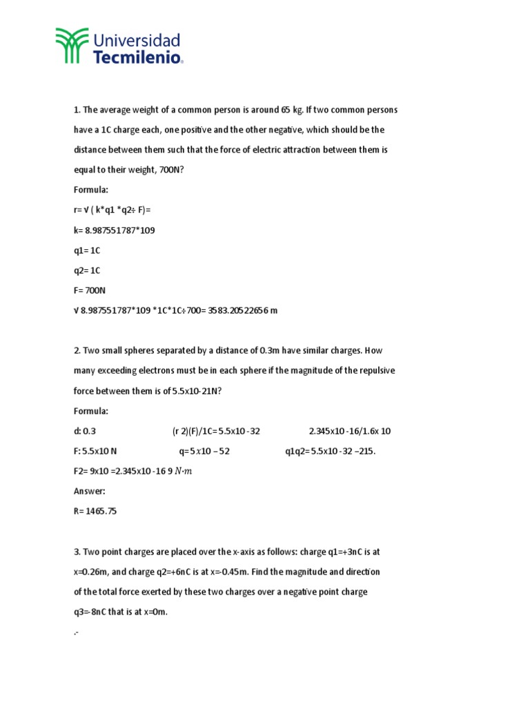 Electric Charge Forces and Calculations | PDF | Force | Triangle