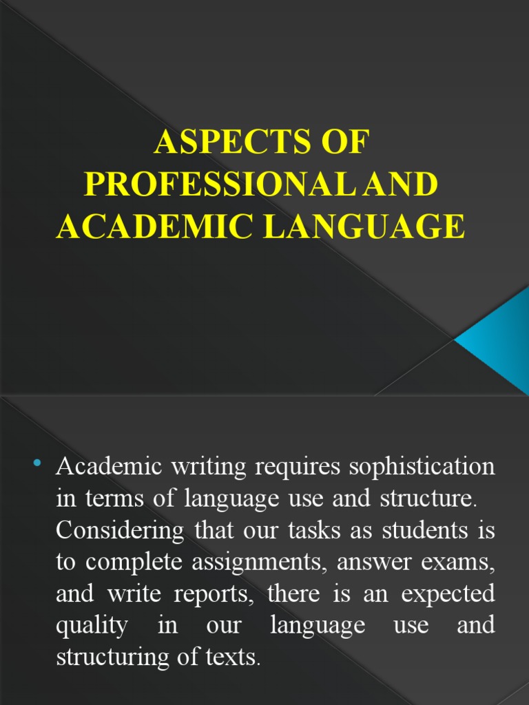 Aspects of Professional and Academic Language | PDF | Verb | Cognitive ...