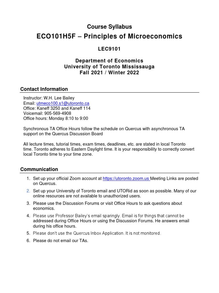 ECO101 Syllabus | PDF | Test (Assessment) | Supply And Demand