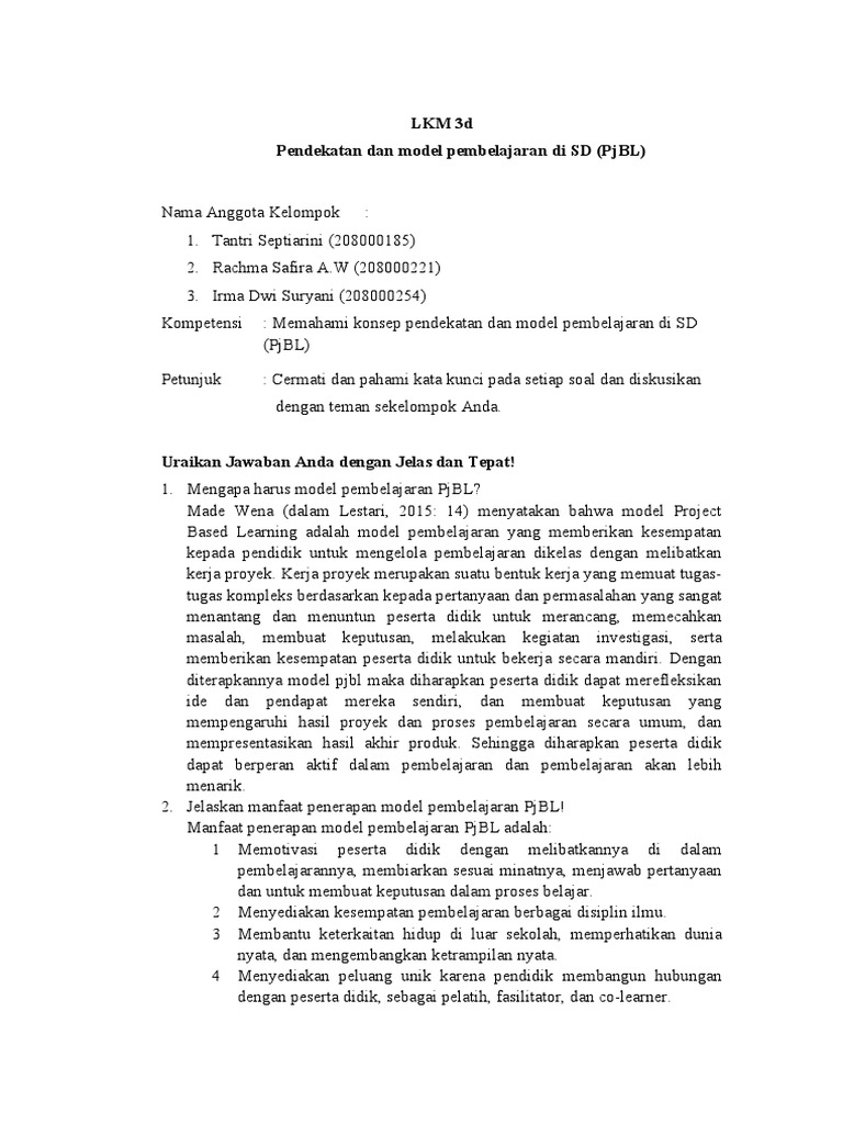 LKM 3d PJBL Fix | PDF | Karier & Perkembangan | Seni