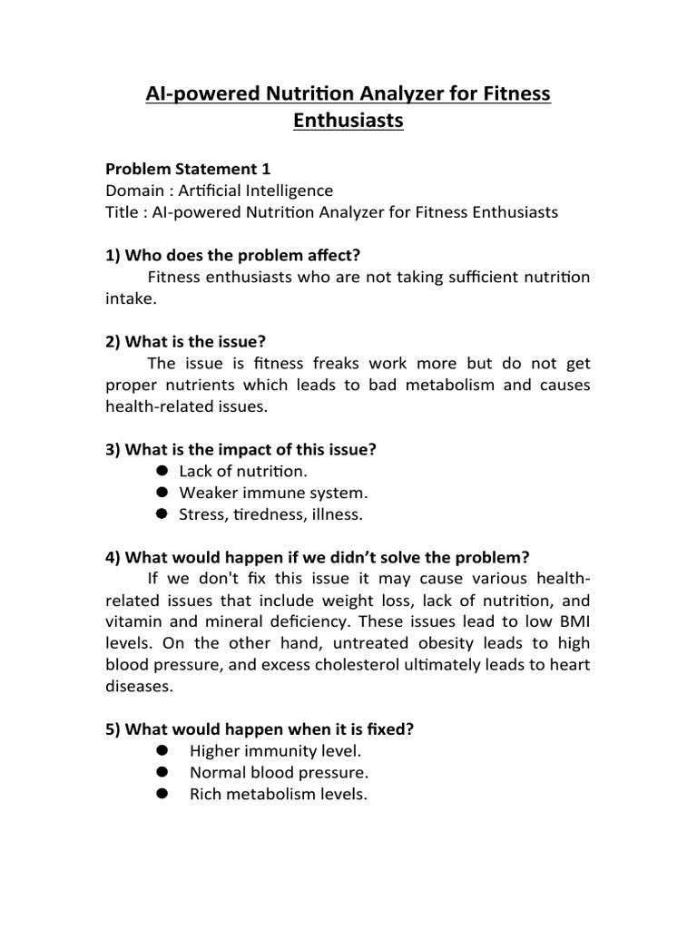 AI Nutrition Analyzer for Fitness Enthusiasts | PDF | Obesity ...