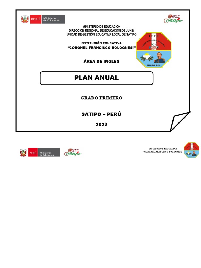 Plan Anual de 1°ro Grado Del Ingles Ejemplo Roxana | PDF | Aprendizaje ...