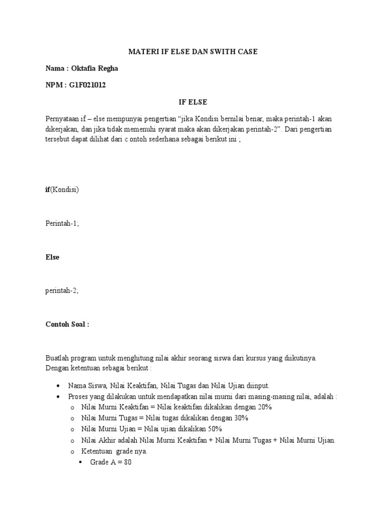 IF-ELSE DAN SWITCH CASE | PDF