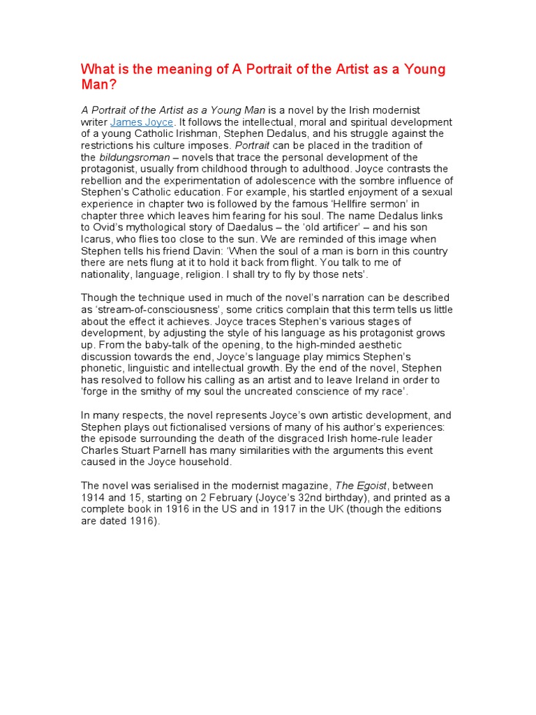 Meaning of Joyce's Künstlerroman | PDF | A Portrait Of The Artist As A ...