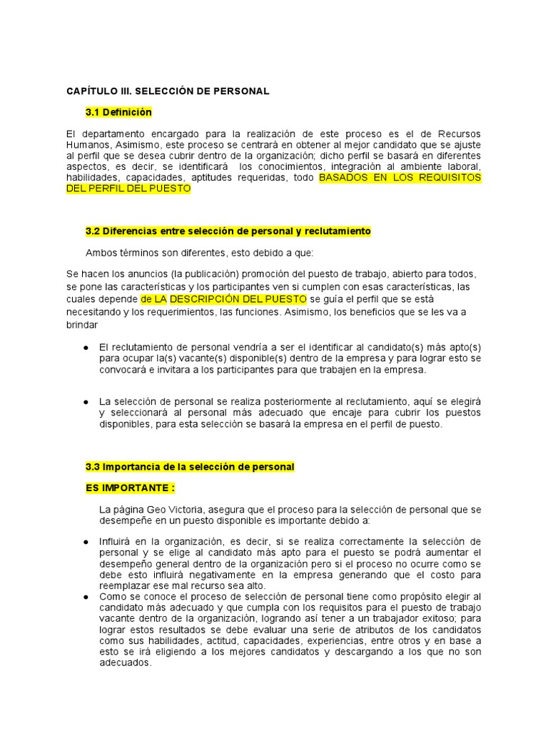 Selección de Personal | PDF | Gestión de recursos humanos | Reclutamiento