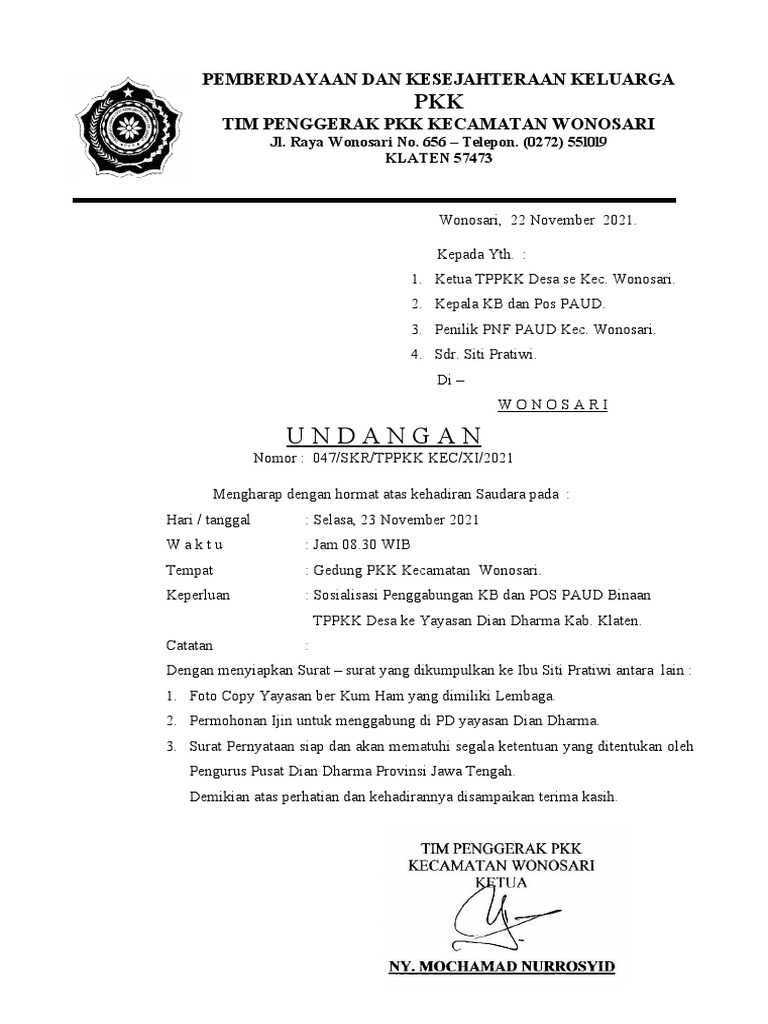 Undangan PKK 2021 Baru | PDF