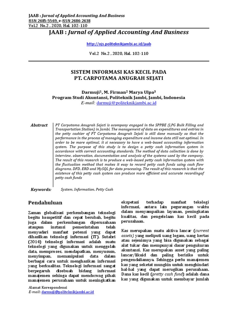 JAAB: Jurnal of Applied Accounting and Business: Sistem Informasi Kas ...