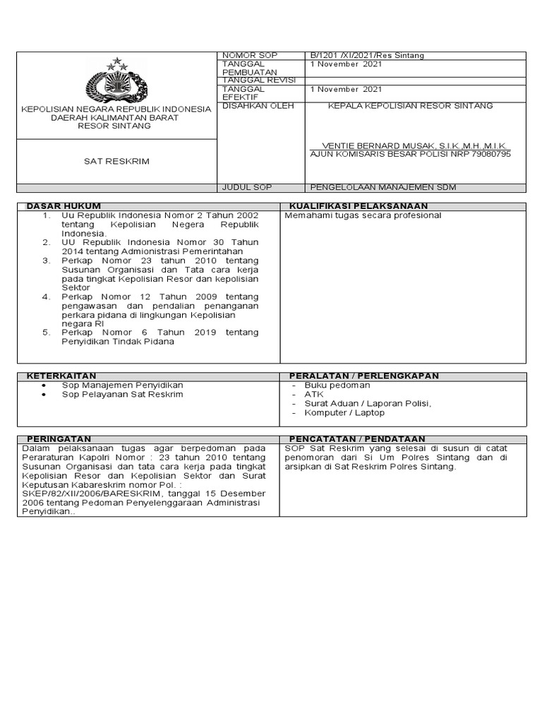 Sop Pengelolaan Manajemen SDM (Ppa) | PDF