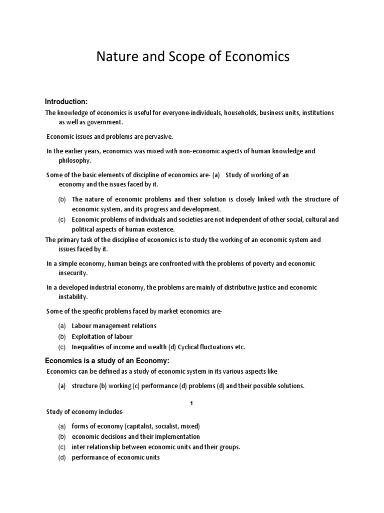 Nature and Scope of Economics | PDF | Economics | Science