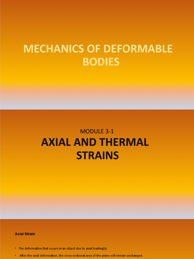 Module 3-2 Axial and Thermal Strains | PDF | Deformation (Engineering ...