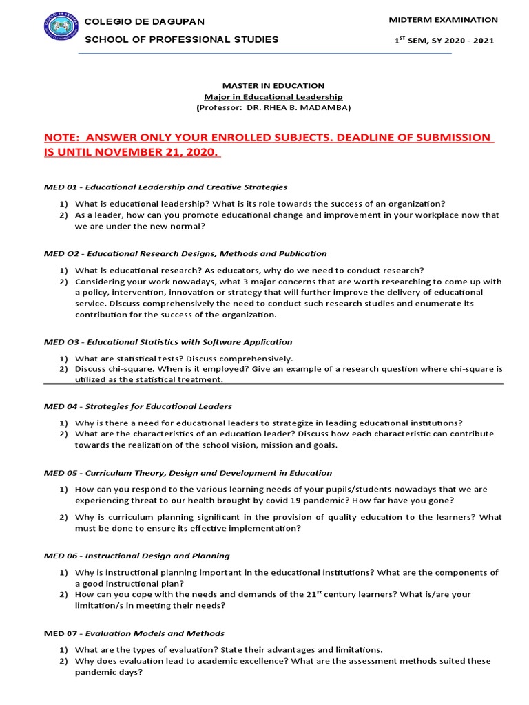 1ST Sem Midterm Exam | PDF | Learning | Teaching Method