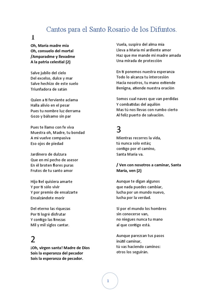 Cantos Rosario Difuntos | PDF | María, madre de Jesús | Perdón