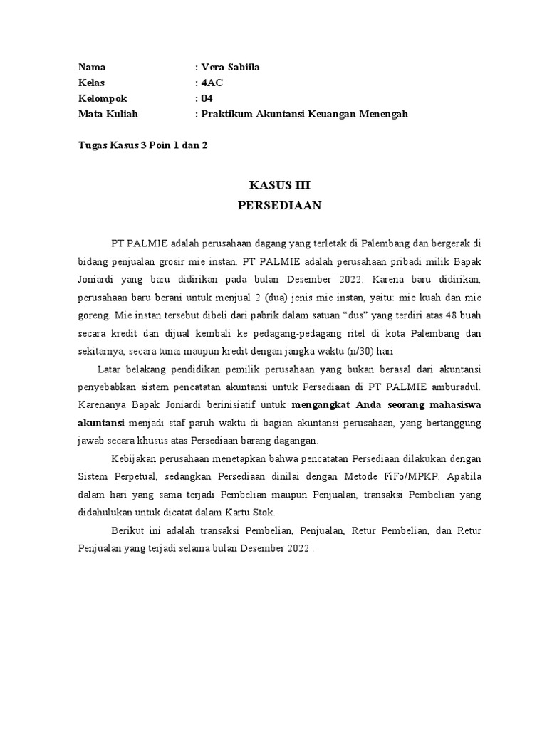 Tugas Kasus 3 Point 1 Dan 2 Mk. Prak. AKM | PDF