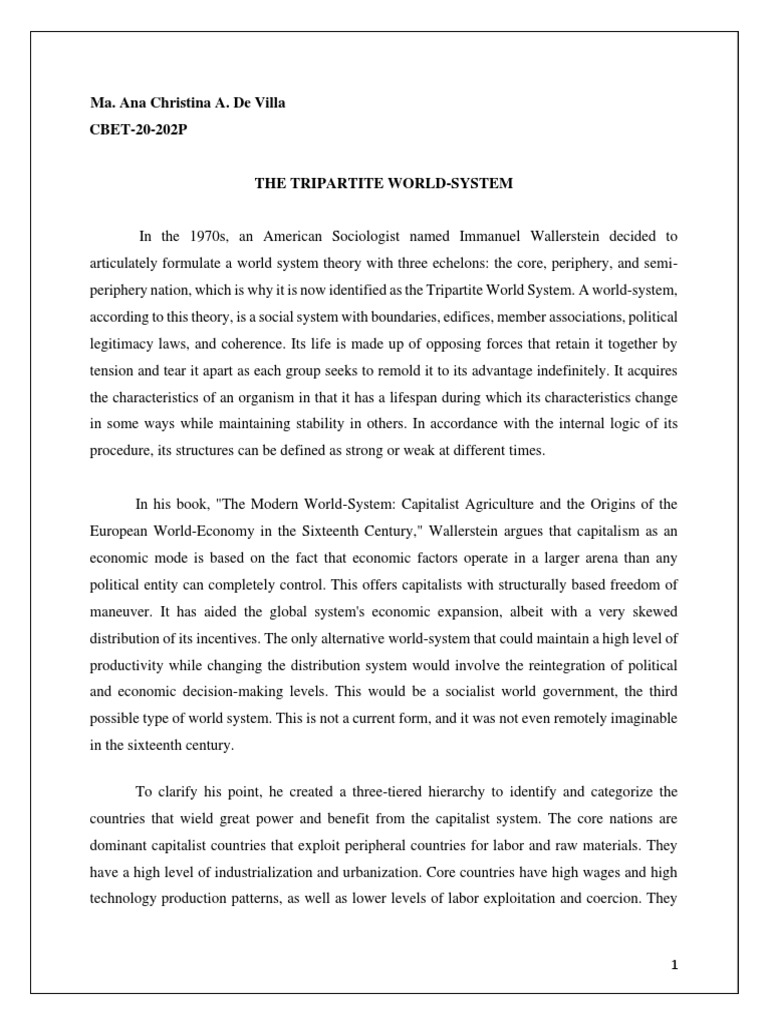 The Tripartite World System | PDF | World Systems Theory | Economies