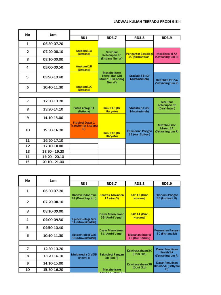 Jadwal Perkuliahan Semester Gasal 2022 - 2023 Dengan Transfer | PDF