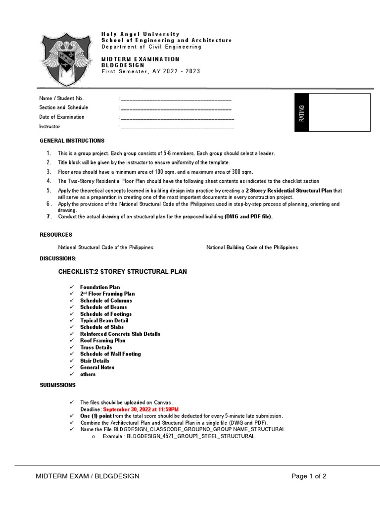 Midterm Exam - BLDGDESIGN-MIDTERM-SY-2022-2023-1ST-SEM | PDF | Economic Sectors