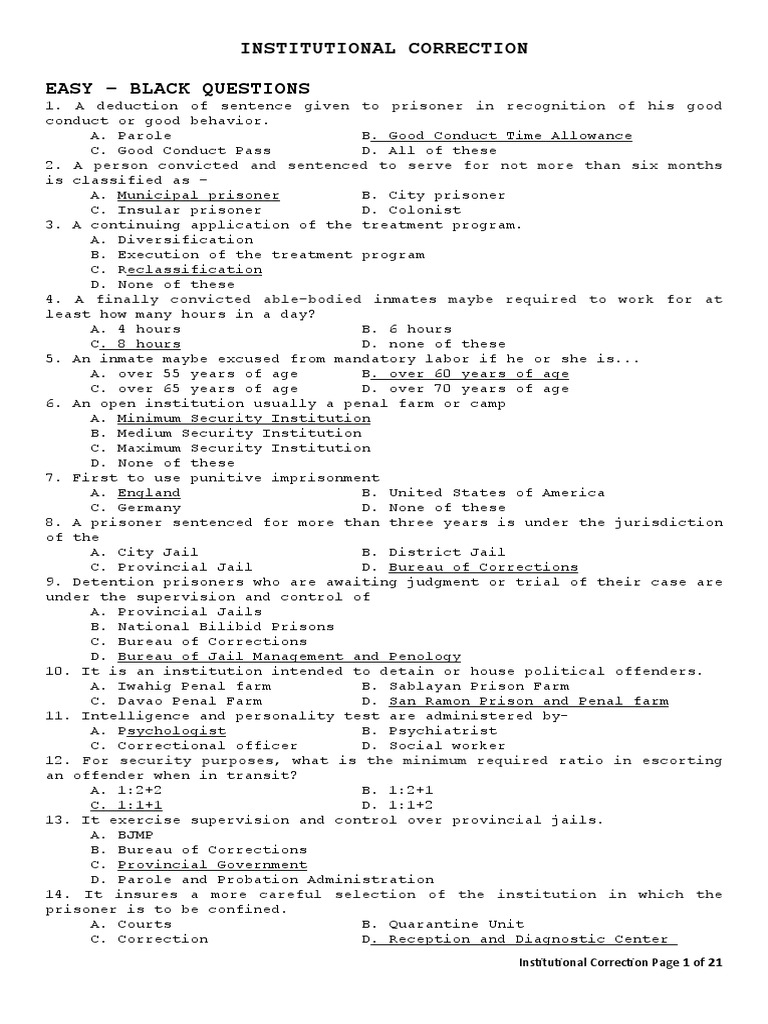 Key Concepts in Institutional Corrections | PDF | Prison ...