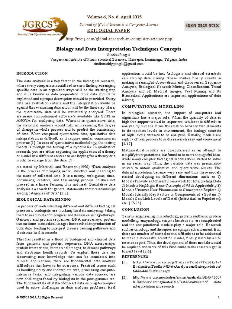 Biology and Data Interpretation Techniques Concepts | PDF | Quantitative Research | Data