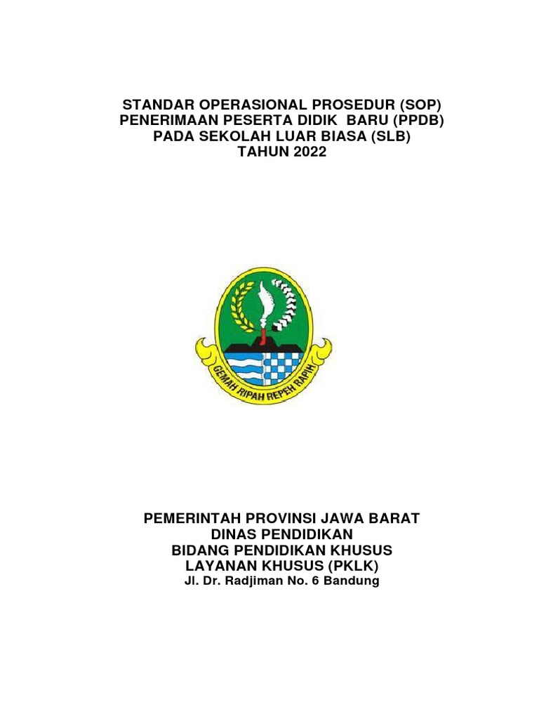 Sop PPDB SLB Disdik Jabar Tahun 2022 Rev - Sign | PDF