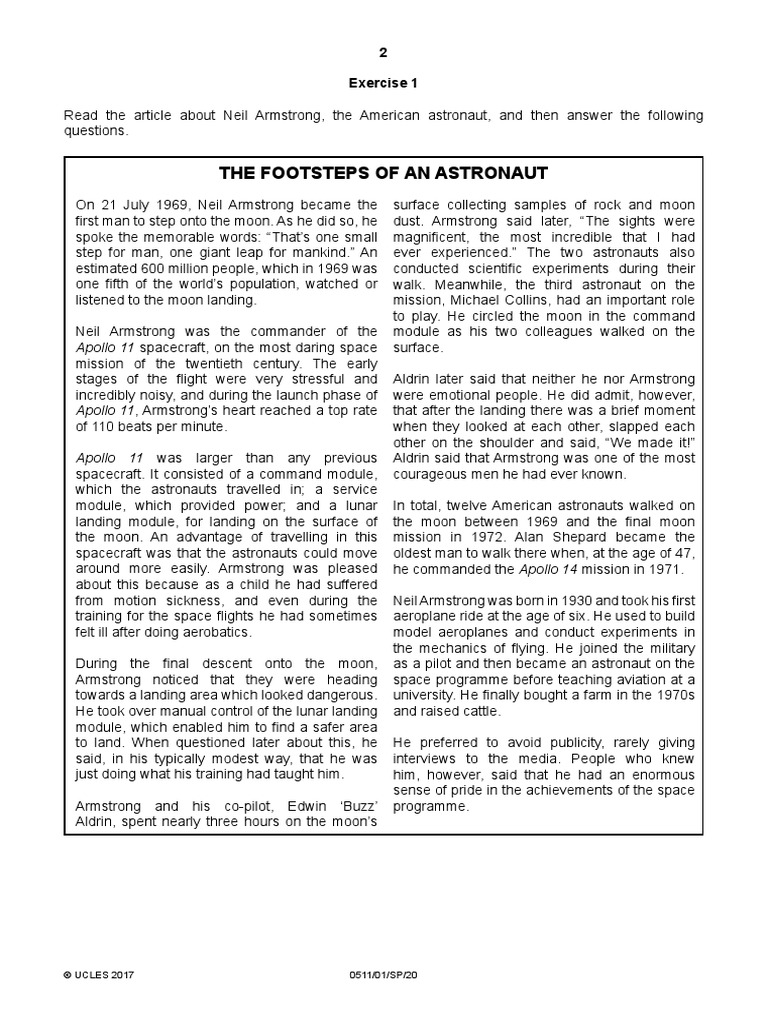G10 - Esl Revision Reading | PDF | Apollo 11 | Neil Armstrong