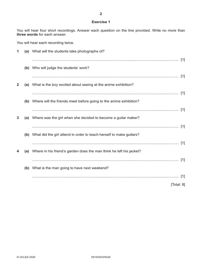 Listening Paper 4 | PDF