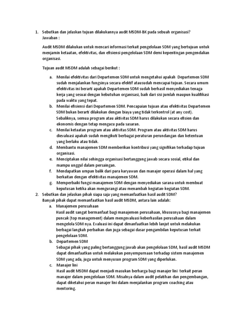 Diskusi 1 Audit SDM | PDF