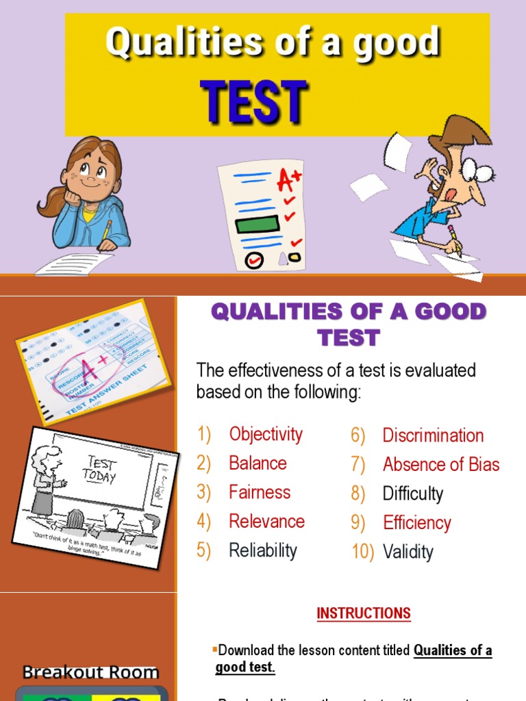 Qualities of A Good Test | PDF | Validity (Statistics) | Educational ...