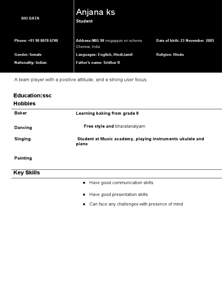 Biodata Format | PDF