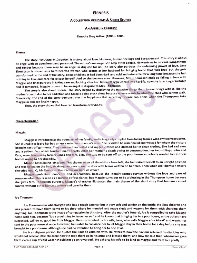 An Angel in Disguise - Notes | PDF