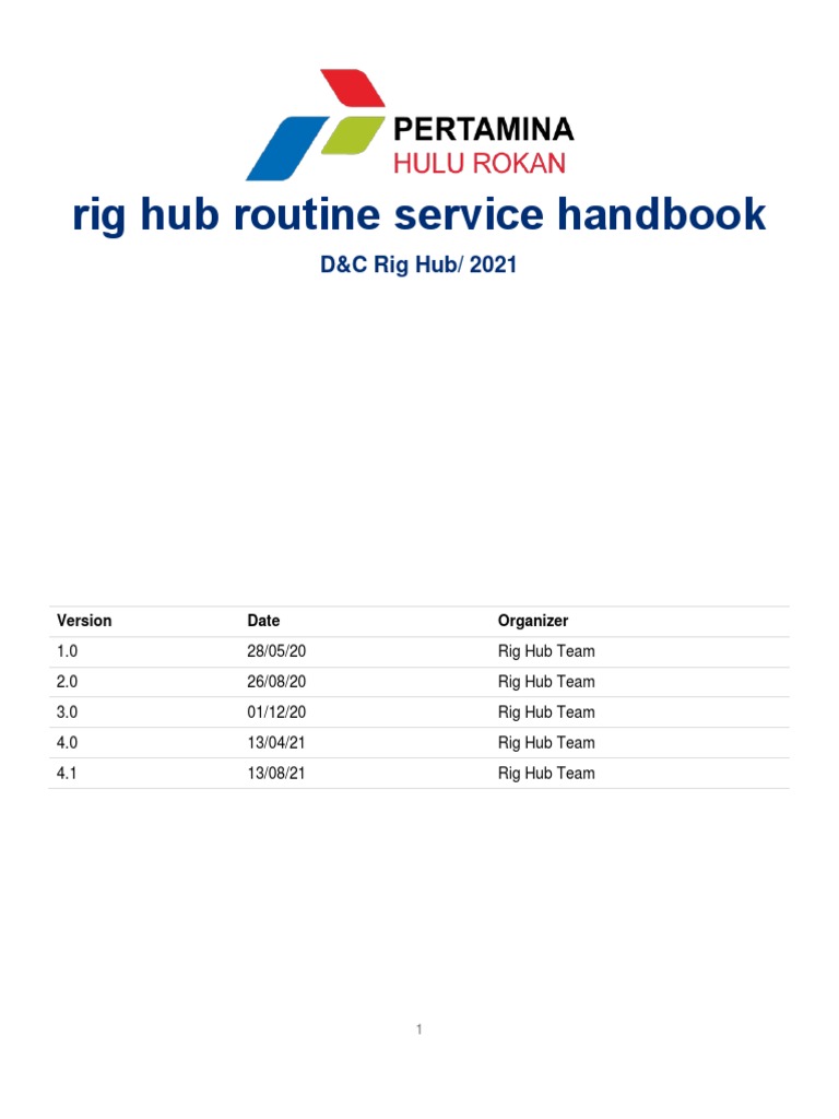 Rig Hub Routine Service Handbook Ver 4.1 | PDF | Pump | Fluid Mechanics