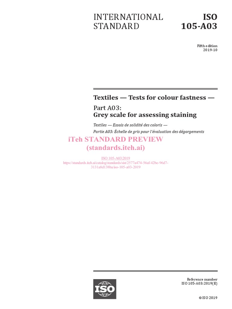 Iso 105 A03 2019 | PDF | International Organization For Standardization