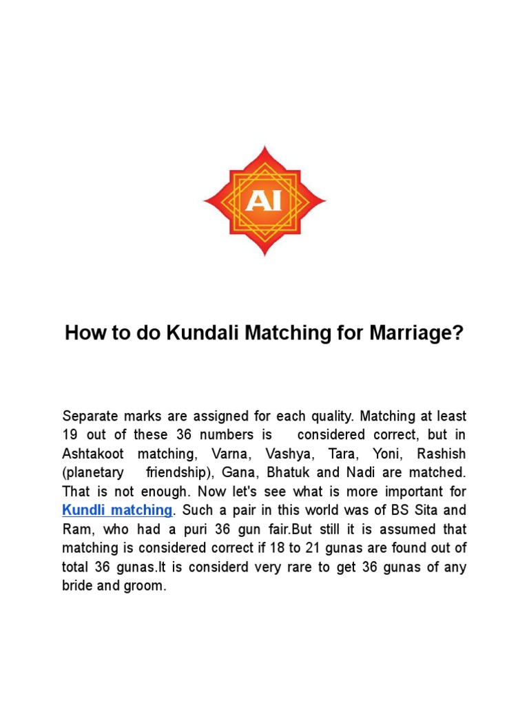 How To Do Kundali Matching For Marriage | PDF