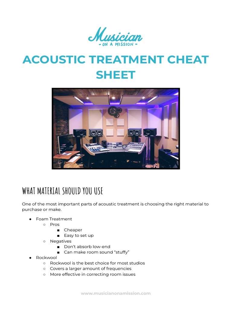 Acoustic Treatment Cheat Sheet | PDF | Mechanics | Sound
