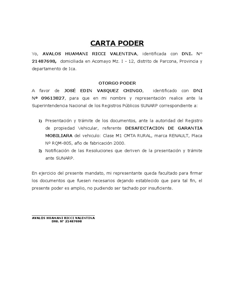Modelo de Carta Poder | PDF