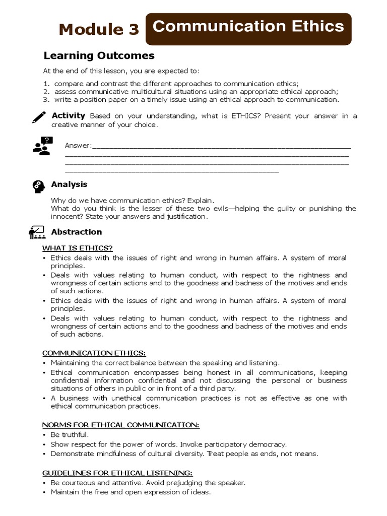 Eng111 L3 Module Pdf Good And Evil Communication