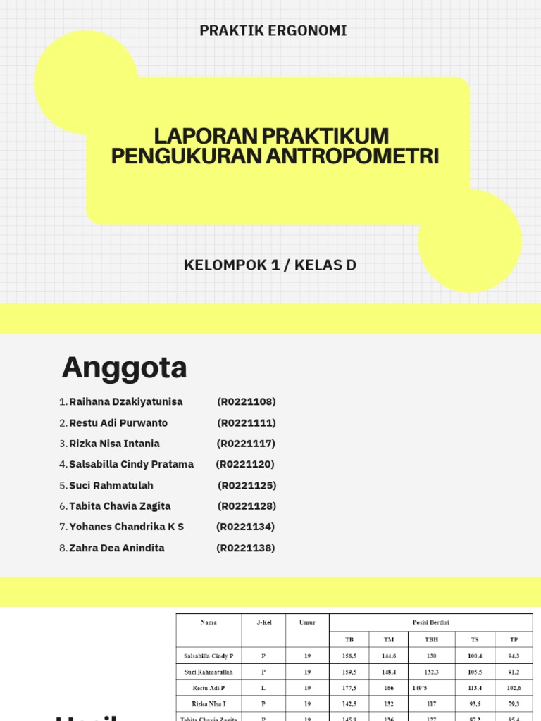 Kelompok 1 - PPT ANTROPOMETRI | PDF