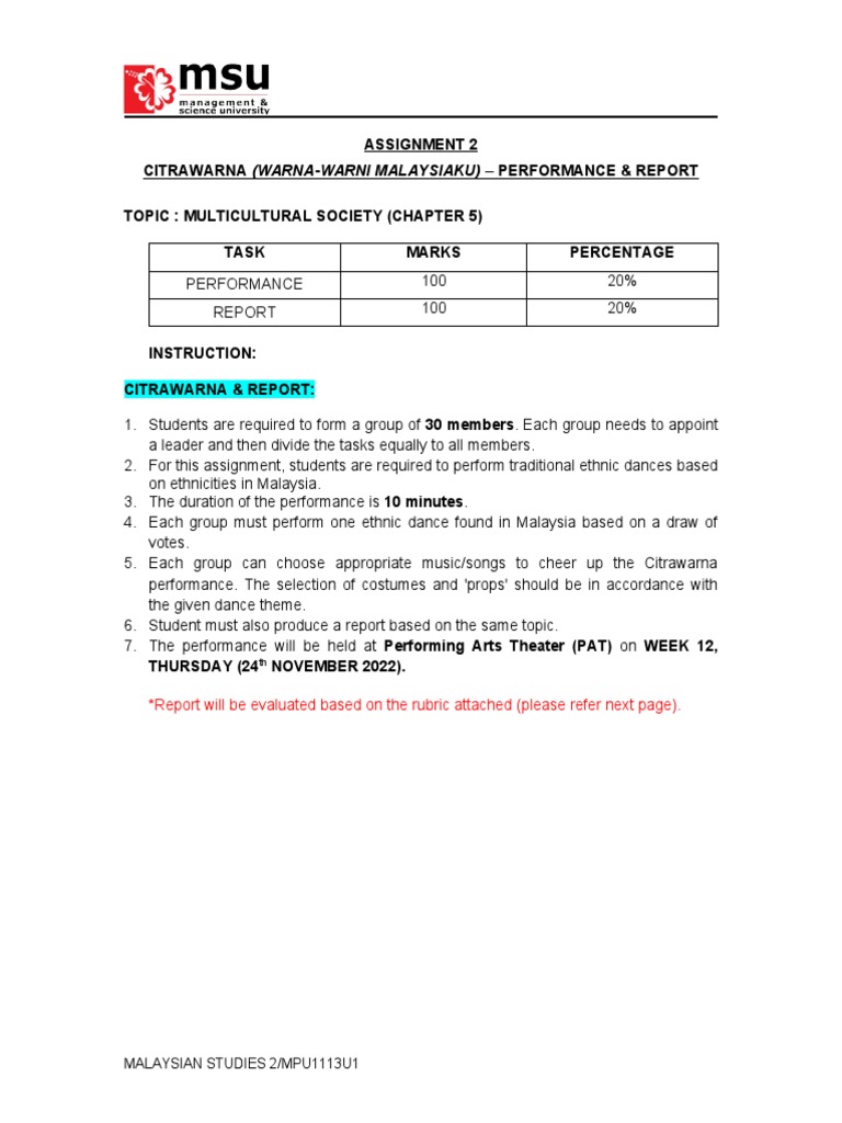 Assessment Handouts A2 MS2 September 2022 | PDF | Rubric (Academic)