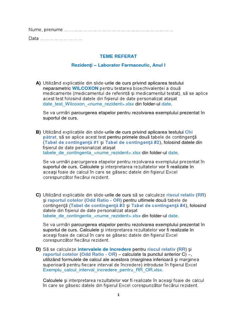 Tema Referat Rezidenti LF 2022 | PDF