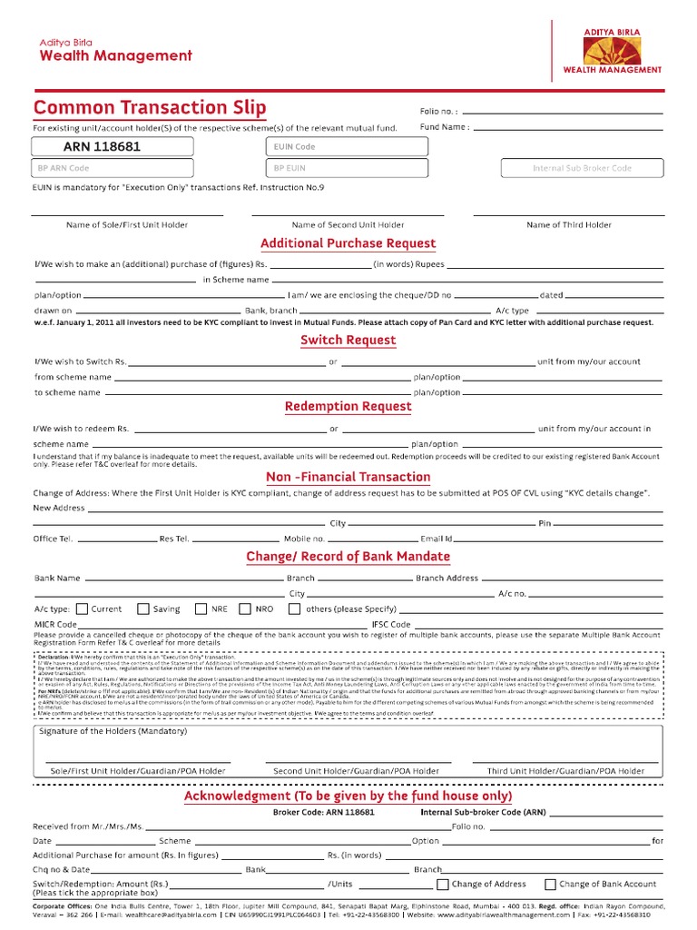 Common Transaction Slip 8th Aug | PDF